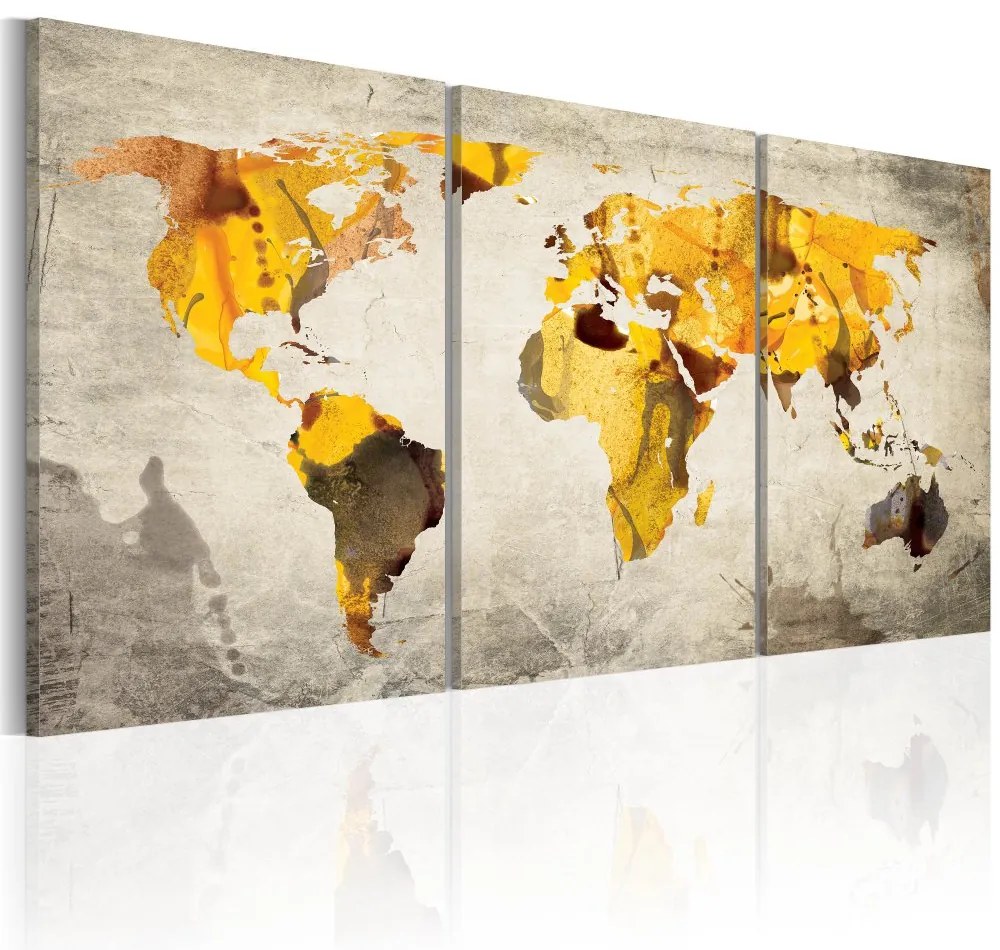 Obraz na plátně Bimago - Žluté kontinenty 120x60 cm