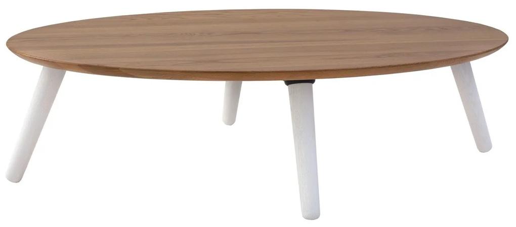 Ragaba Oválný konferenční stolek Otorten S, 110x70x31 cm, dub/bílá