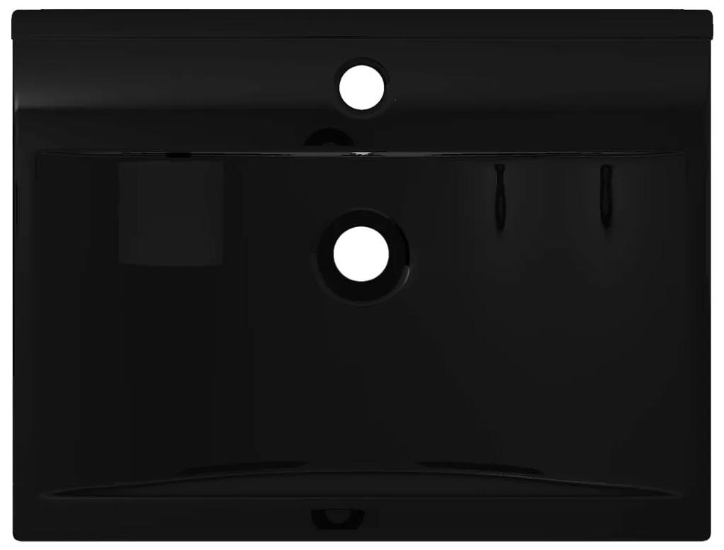 vidaXL Keramické umyvadlo obdélníkové černé s otvorem na baterii 60 x 46 cm