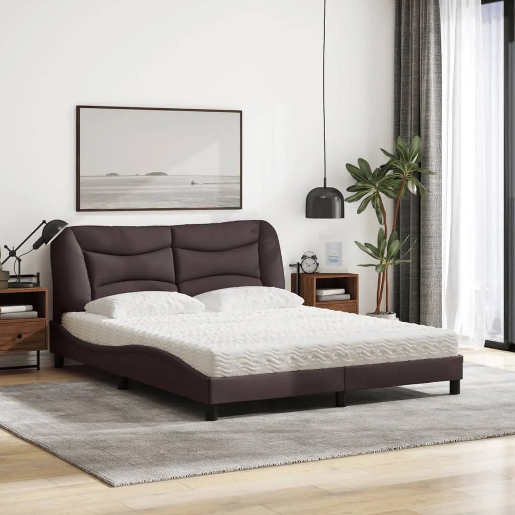 Postel s matrací Hvar tmavě hnědá 160 x 200 cm textil 3208544