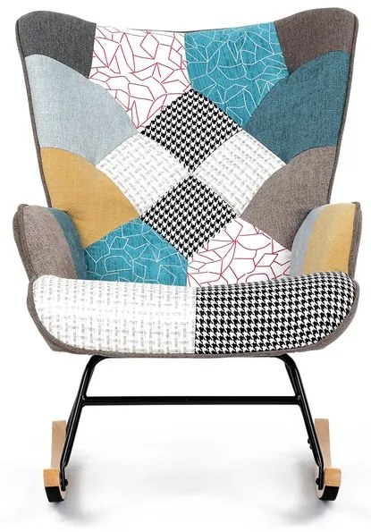 Houpací křeslo VENTURA - patchwork látka Barva: Vícebarevná