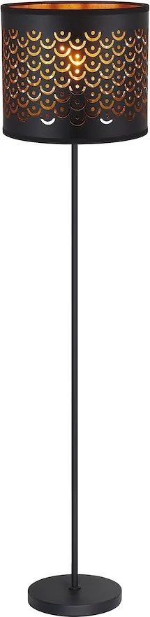 Stojací lampa Morgan, 1x plastové/černé textilní stínítko, b/g