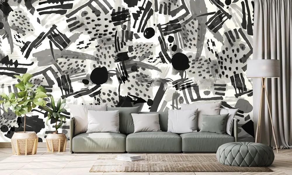 Tapeta abstraktní pop art v černobílém - 150x100 cm