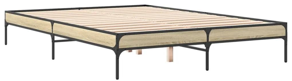 Rám postele dub sonoma 160 x 200 cm kompozitní dřevo a kov