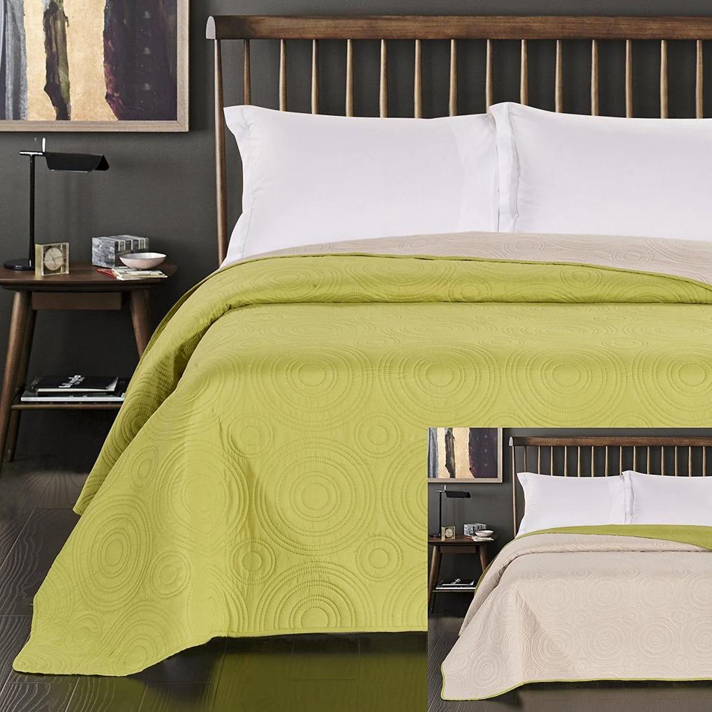 Oboustranný přehoz na postel DecoKing Anthony cappucino-žlutý-zelený