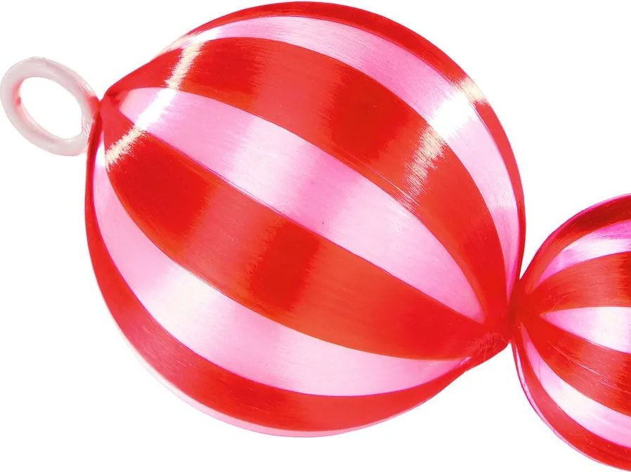 X-MAS Girlanda pruhované koule 180 cm - růžová/červená