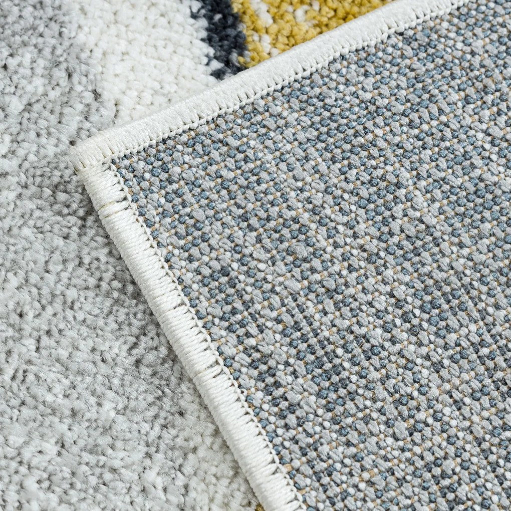 Dywany Łuszczów, Kusový koberec Fusion 5868 white/yellow, 160x220, šedá, kancelář
