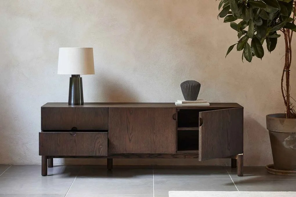 Designový TV stolek Takayoshi 160 cm tmavě hnědý