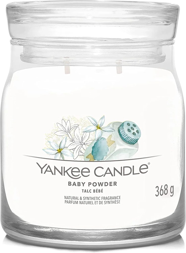 Yankee Candle vonná svíčka Signature ve skle střední Baby Powder 368g