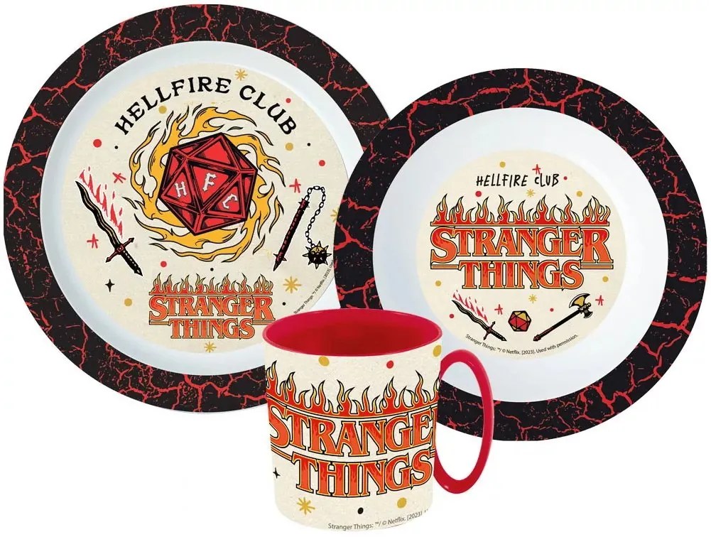 Sada plastového nádobí Stranger Things s hrnkem - 3 díly