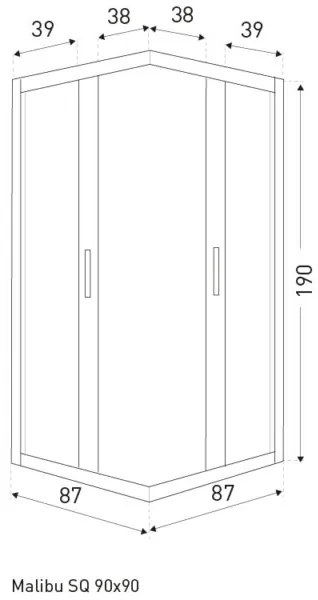 Novoterm Čtvercový sprchový kout NV-Malibu SQ 90x90 chrom/textura - bez vaničky