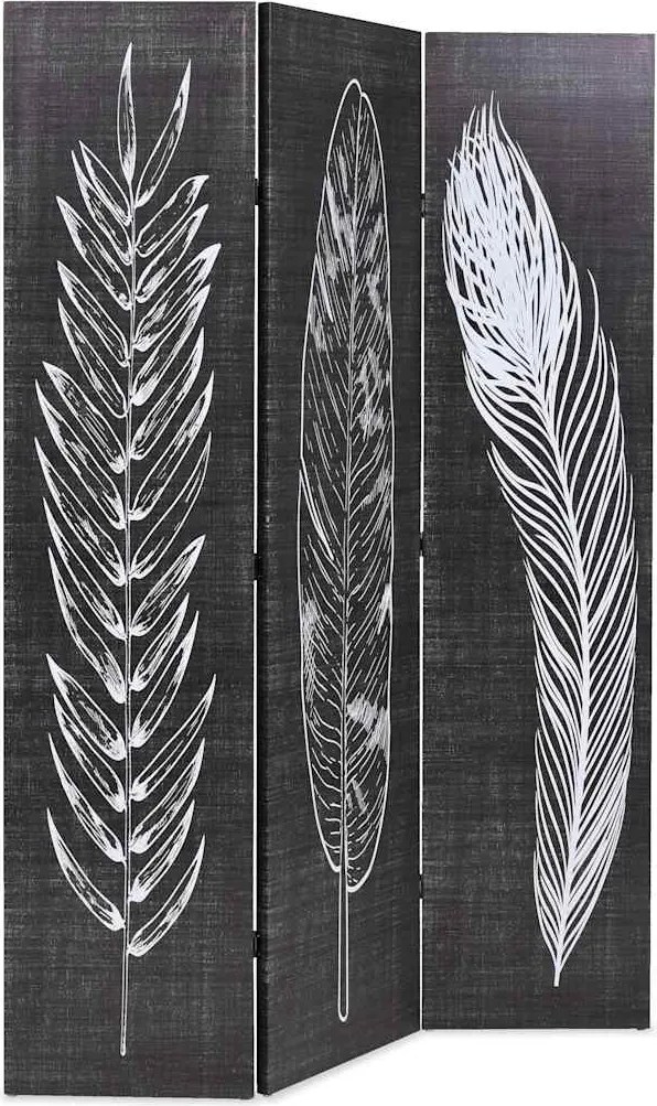 Skládací paraván 120 x 170 cm pírka černobílá 245889