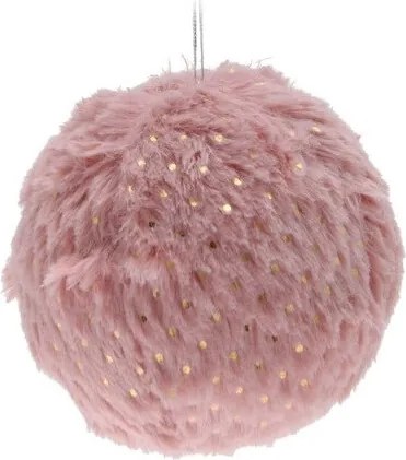 Vánoční koule v plyšovém designu – tmavě růžová 8 cm