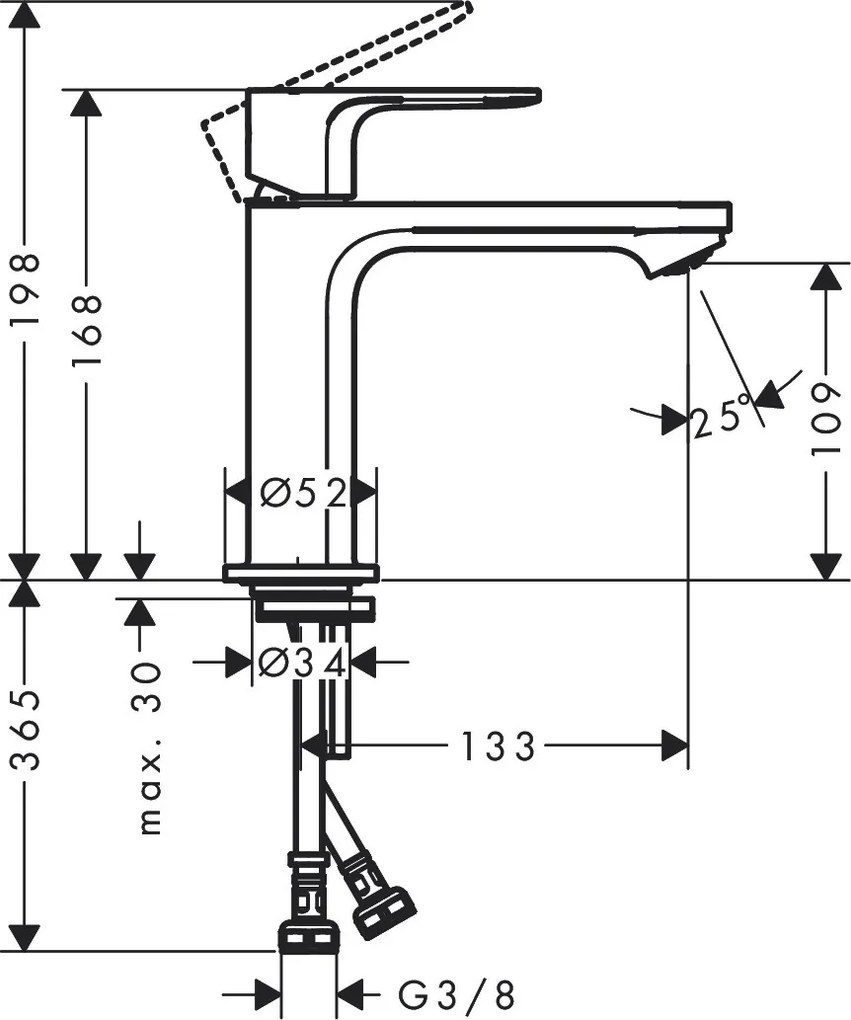 Hansgrohe Rebris S, umyvadlová baterie 110 bez odtokové soupravy, CoolStart, černá matná, 72520670