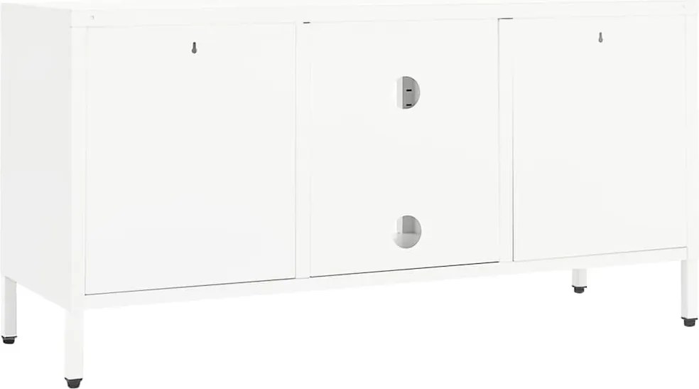 TV stolek bílý 105 x 35 x 52 cm ocel a sklo 336059