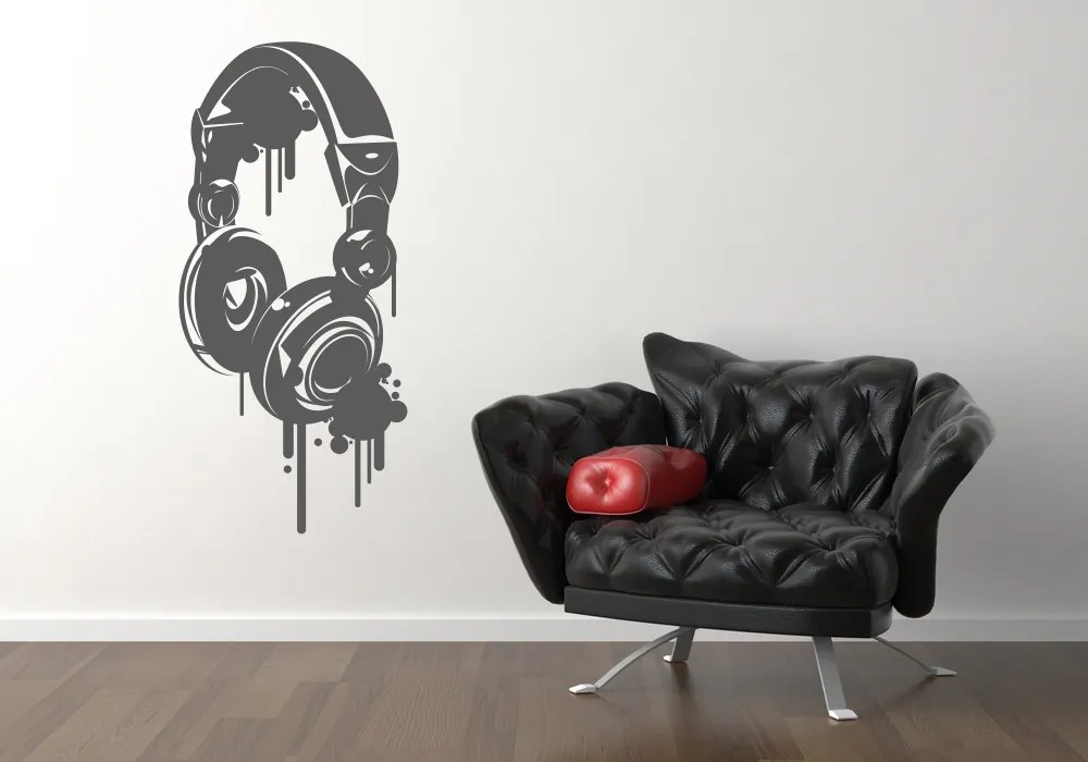 WALLVINIL Samolepky na zeď - Headphones Barva: Modrá námořní, Velikost: 120x56 cm