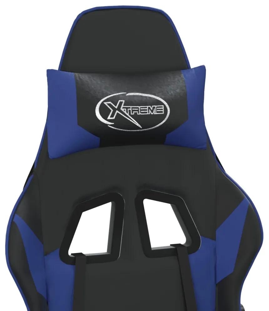 Masážní herní židle s podnožkou černá a modrá umělá kůže - Default Title