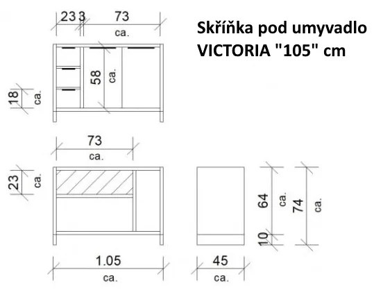 Koupelnový set komoda a zrcadlo Victoria světlá akácie