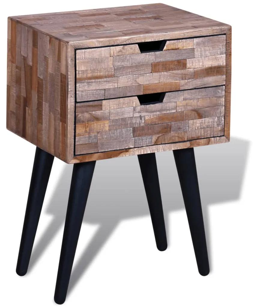 Noční stolek se 2 zásuvkami recyklované teakové dřevo,  241711