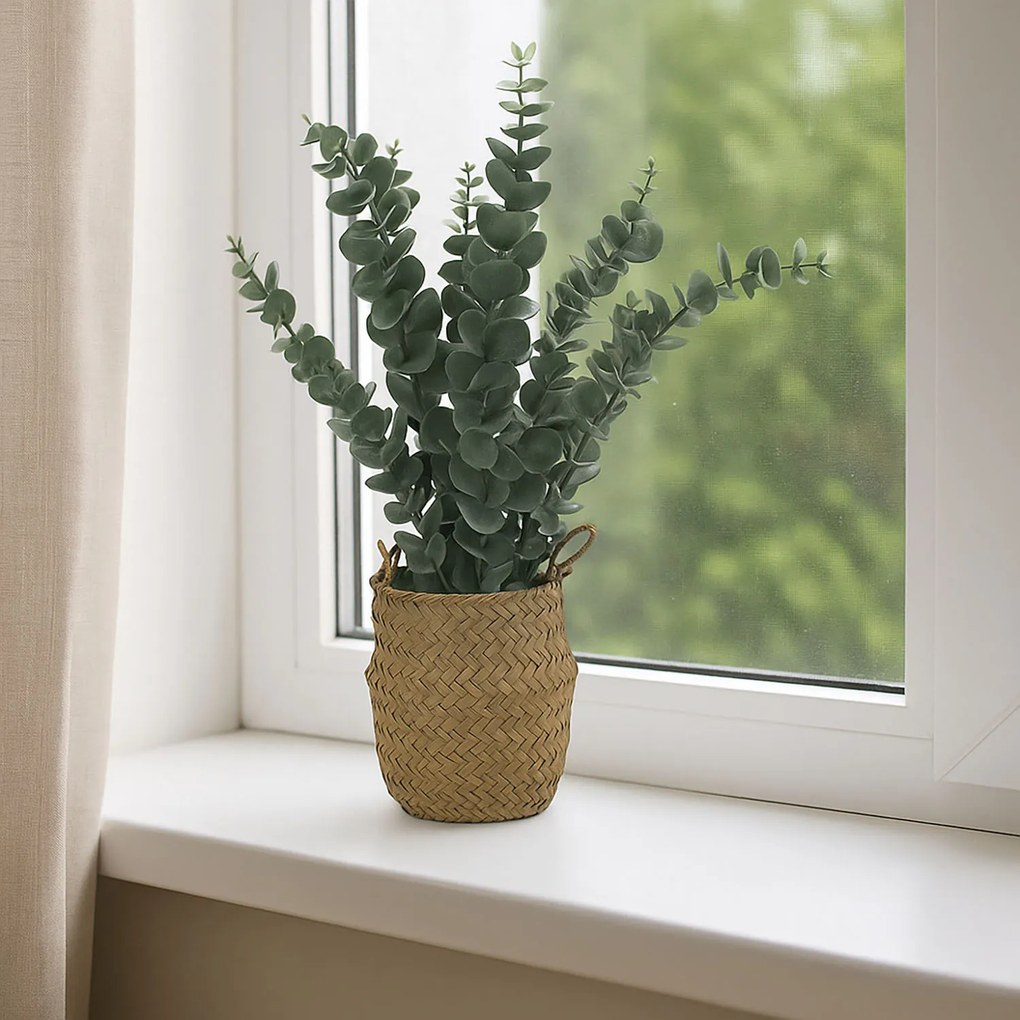 Umělá rostlina eukalyptu v košíku, 50 cm