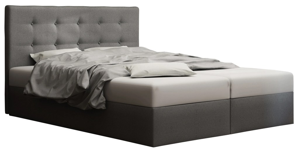 Manželská postel Boxspring 140 cm Duel 1 Comfort (šedá) (s matrací a úložným prostorem). 1055810