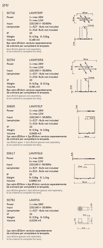 Sikrea 4240 Emy, stínidlo z ručně foukaného čirého skla, Ø20cm