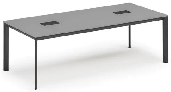 Stůl INVITATION 2400 x 1200 x 740, šedá + 2x stolní zásuvka TYP I, černá