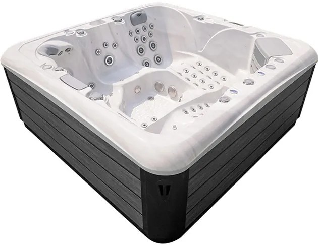 Relax na MAX Venkovní vířivka MaxSpa pro 5 osob, 79 trysek, 230 × 230 cm Barva: mramorově-bílá, Barva bočnice: hnědá