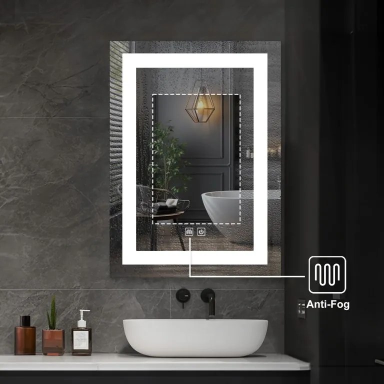 Koupelnové zrcadlo s LED osvětlením, 80 x 60 cm