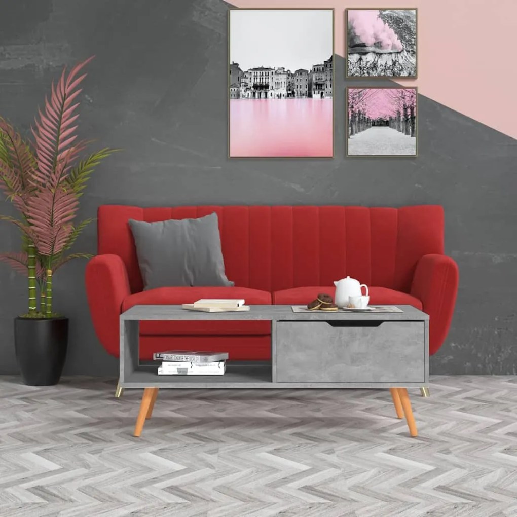 Konferenční stolek betonově šedý 100x49,5x43cm kompozitní dřevo 326790