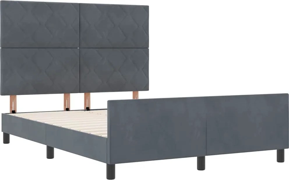 Postel s boxspringem s čelo Tmavě šedá 160 x 200 cm samet 3345018