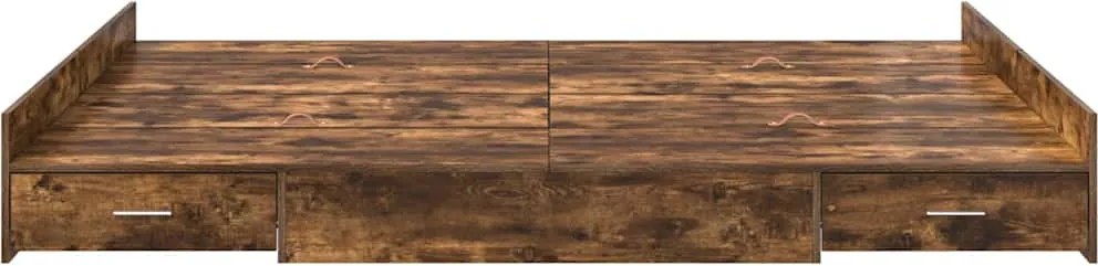 Rám postele s úložným prostorem s čelo Kouřový dub 135 x 190 cm 3335321