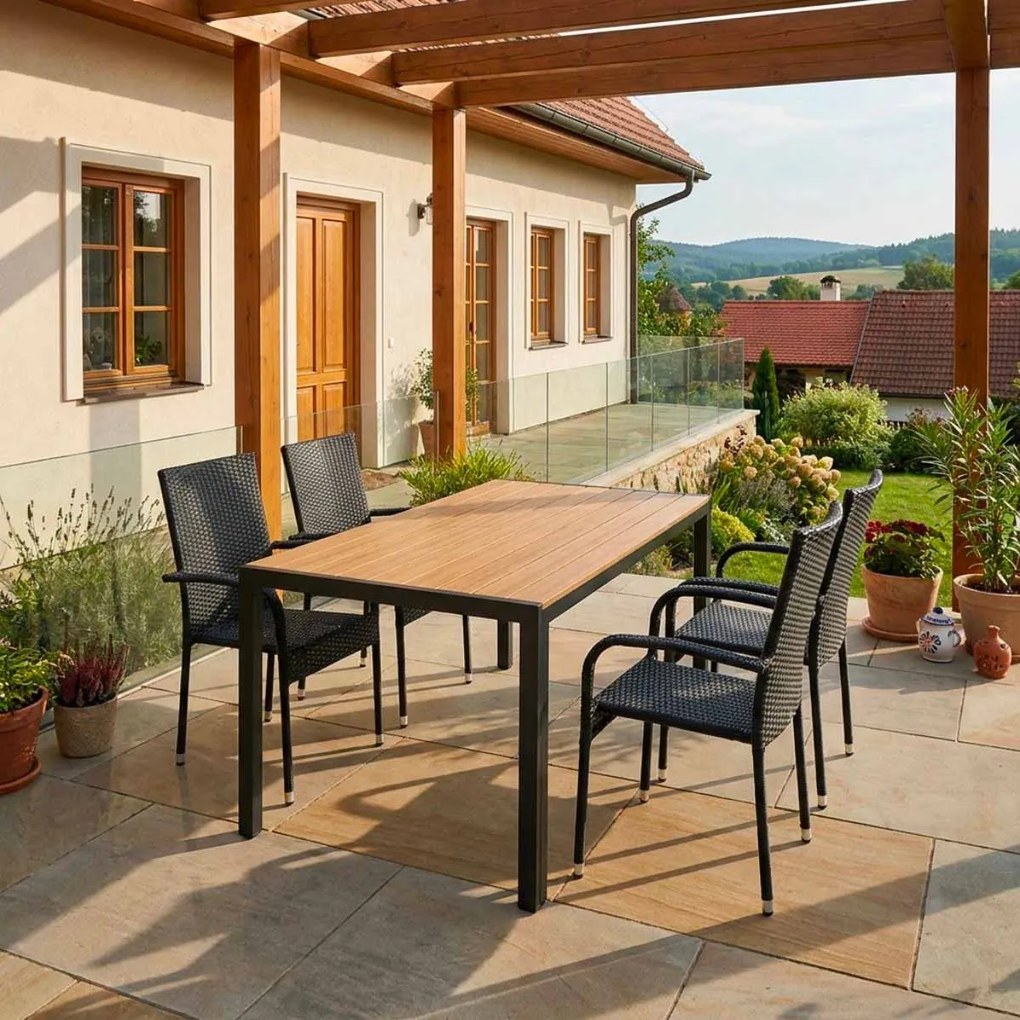 Vikio Zahradní ratanový set 150x90 pro 4 osoby DT255-P přirodní