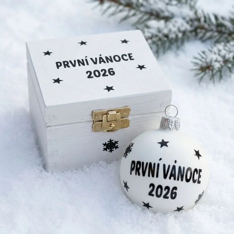 Vánoční baňka První Vánoce 2026 - bílá