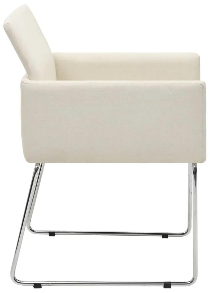 Jídelní židle 2 ks bílé se vzhledem lnu textil,  246857