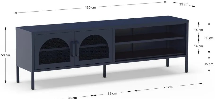 Tmavě modrý TV stolek 160x50 cm Diora – Marckeric