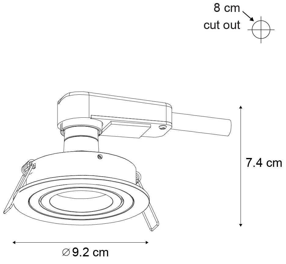 Sada 6 moderních zapuštěných bodových svítidel Gunmetal GU10 50mm kulatá naklápěcí - Rondoo