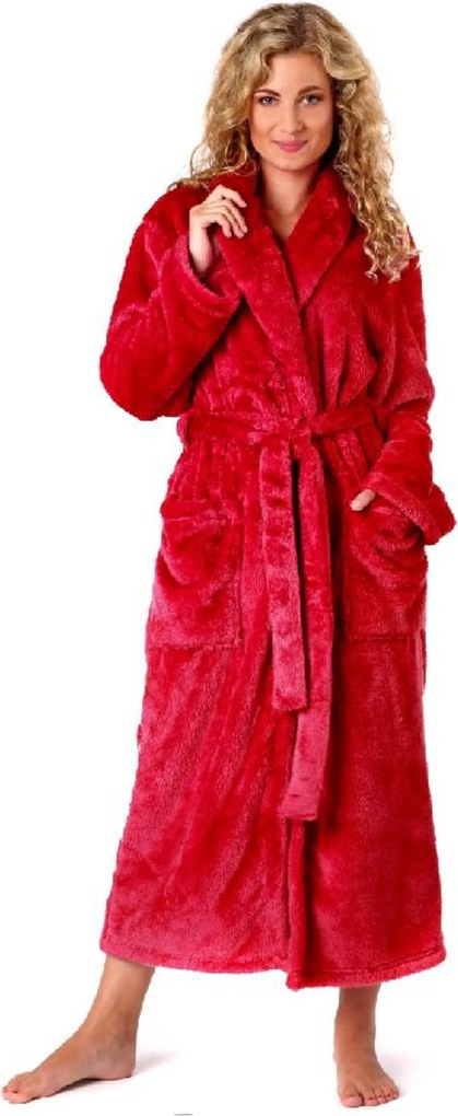 Huňatý červený župan s límcem Lilly 21 20 3551 - XXL