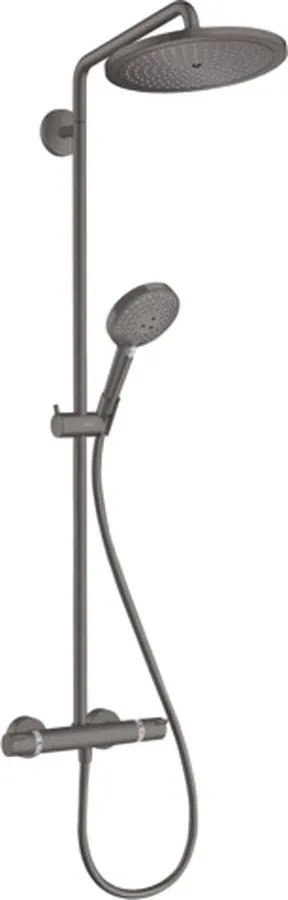 Hansgrohe Croma Select S, Showerpipe 280 1jet EcoSmart 9 l/min s termostatem a ruční sprchou Raindance Select S 120 3jet, kartáčovaný černý chrom, HAN-26891340