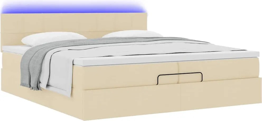 Osmanský rám postele s matrací krémová 200x200cm textil 3312338