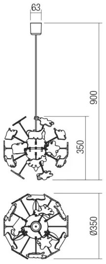Redo 04-515 -Dětský lustr na lanku SAFARI 4xE14/28W/230V pr. 35 cm pestrobarevná