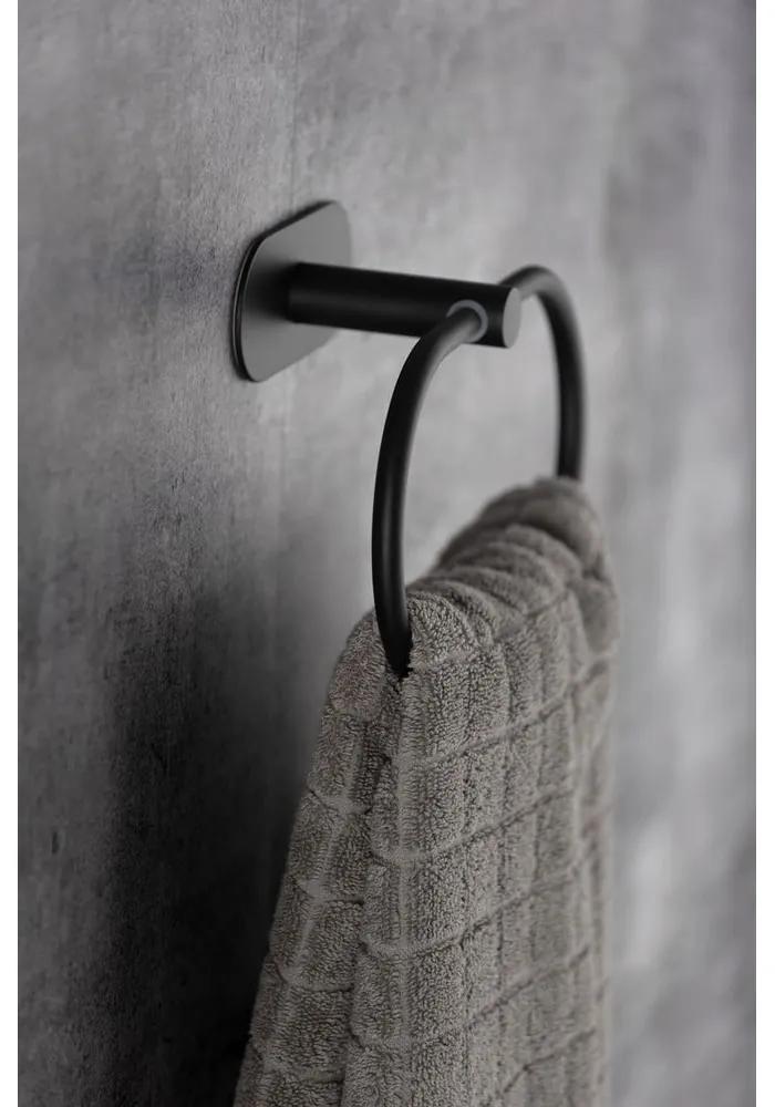 Matně černý nástěnný držák na ručníky z nerezové oceli Wenko Orea Ring Turbo-Loc®