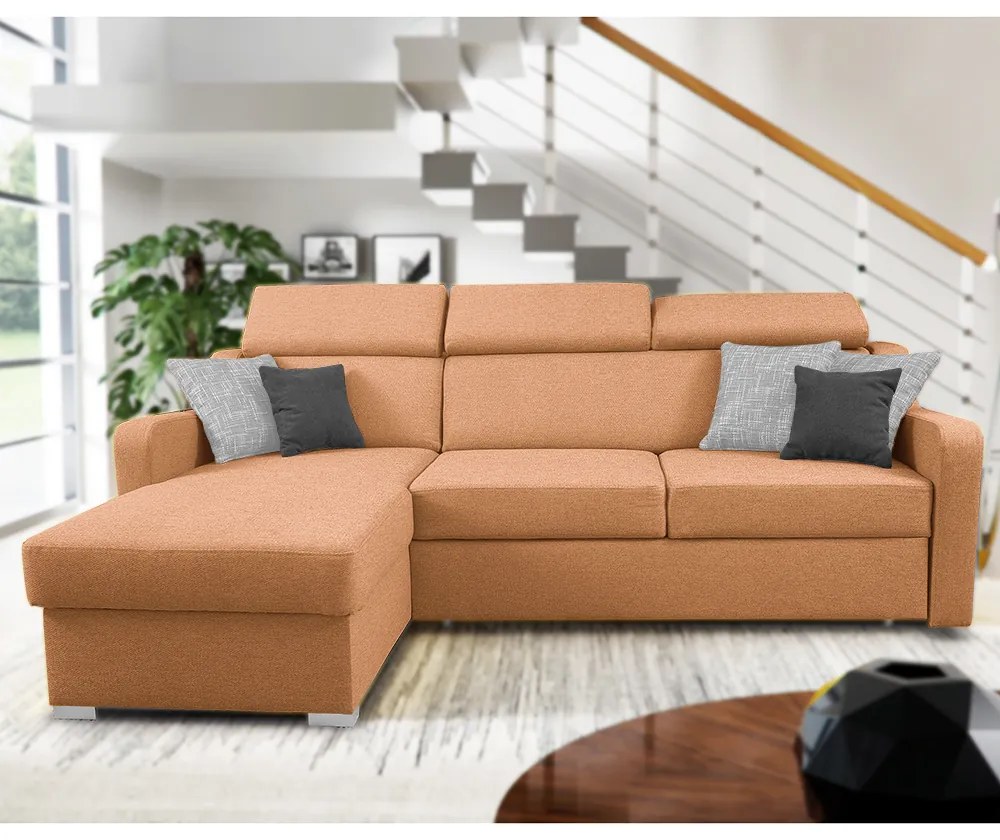 Sedací souprava MIKELI | 232x158 cm | UNI | rozkládací + úložný prostor | AKCE | broskvová 08