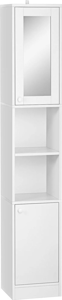 Kleankin vysoký sloupcový regál do koupelny s nastavitelnou policí - 30 x 28 x 170 cm - Bílý | Aosom