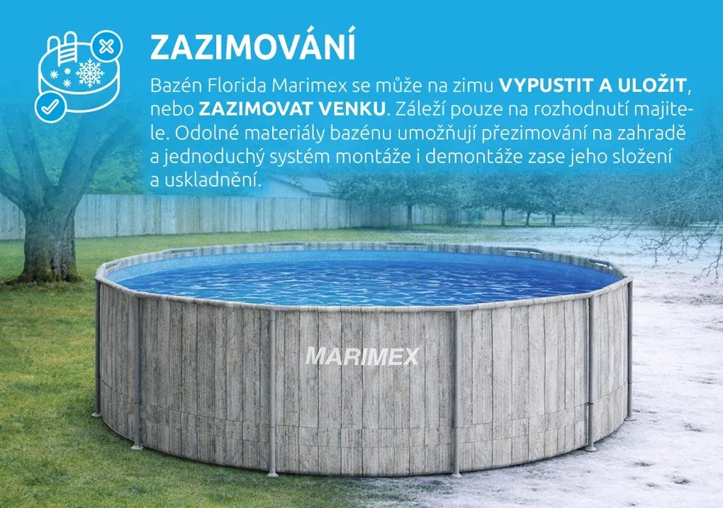 Marimex | Bazén Marimex Florida 3,66x1,22 m se zabudovaným skimmerem - motiv ŠEDÉ DŘEVO | 10340321