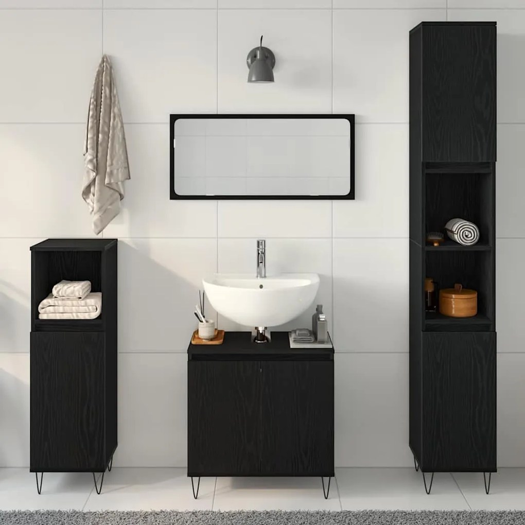 Sada koupelnového nábytku 3 ks Černý dub 30 x 30 x 190 cm 3333099