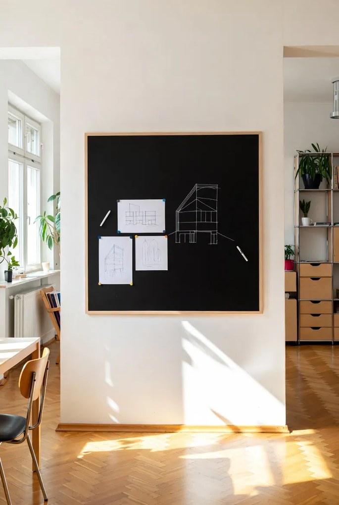 Toptabule.sk Černá křídová tabule v přírodním dřevěném rámu CLASSIC 60x120 cm