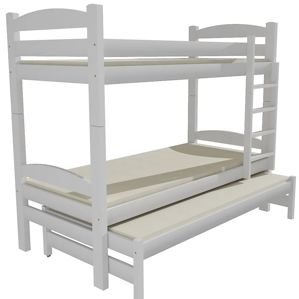 Patrová postel s výsuvnou přistýlkou PPV 010 90 x 190 cm - bílá