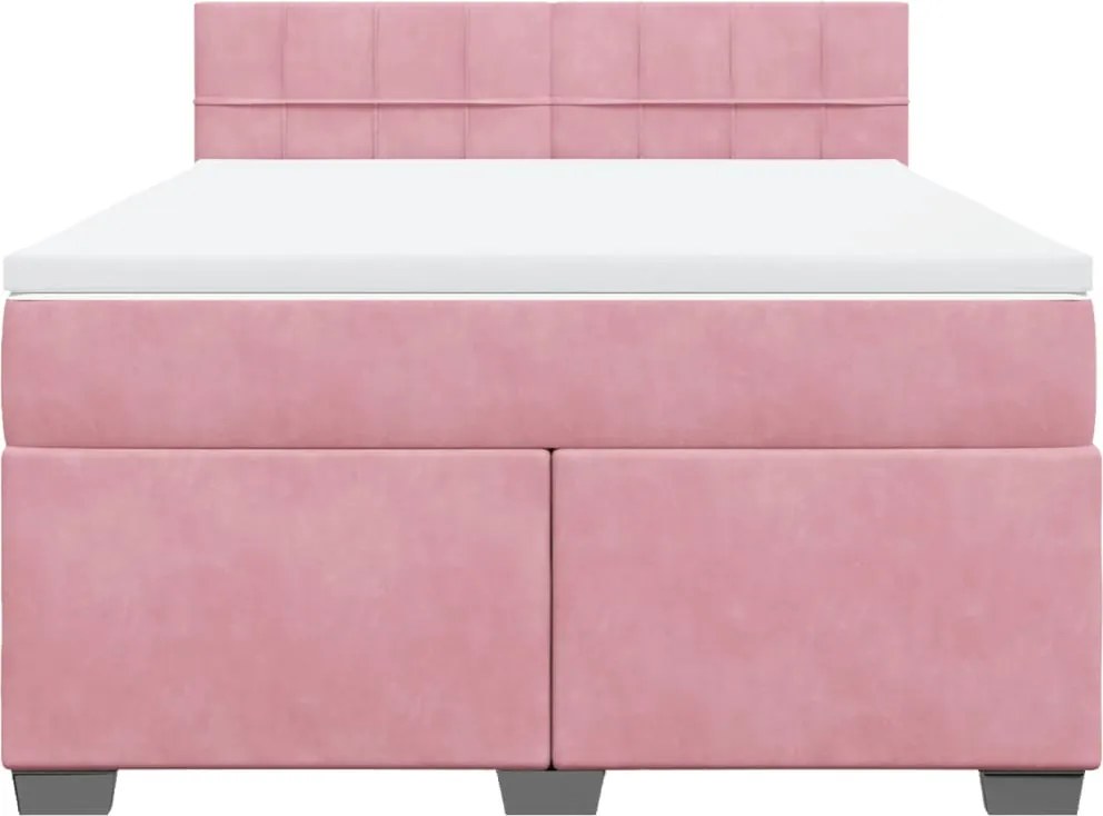 Box spring postel s matrací růžová 140x200 cm samet 3288635
