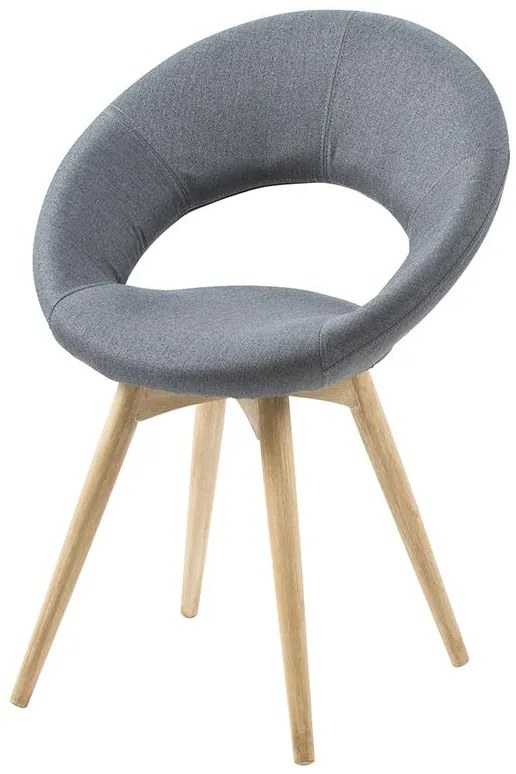 Design by scandinavia Jídelní židle Round s masivními nohami (SET 2 ks), šedá, šedá 5123